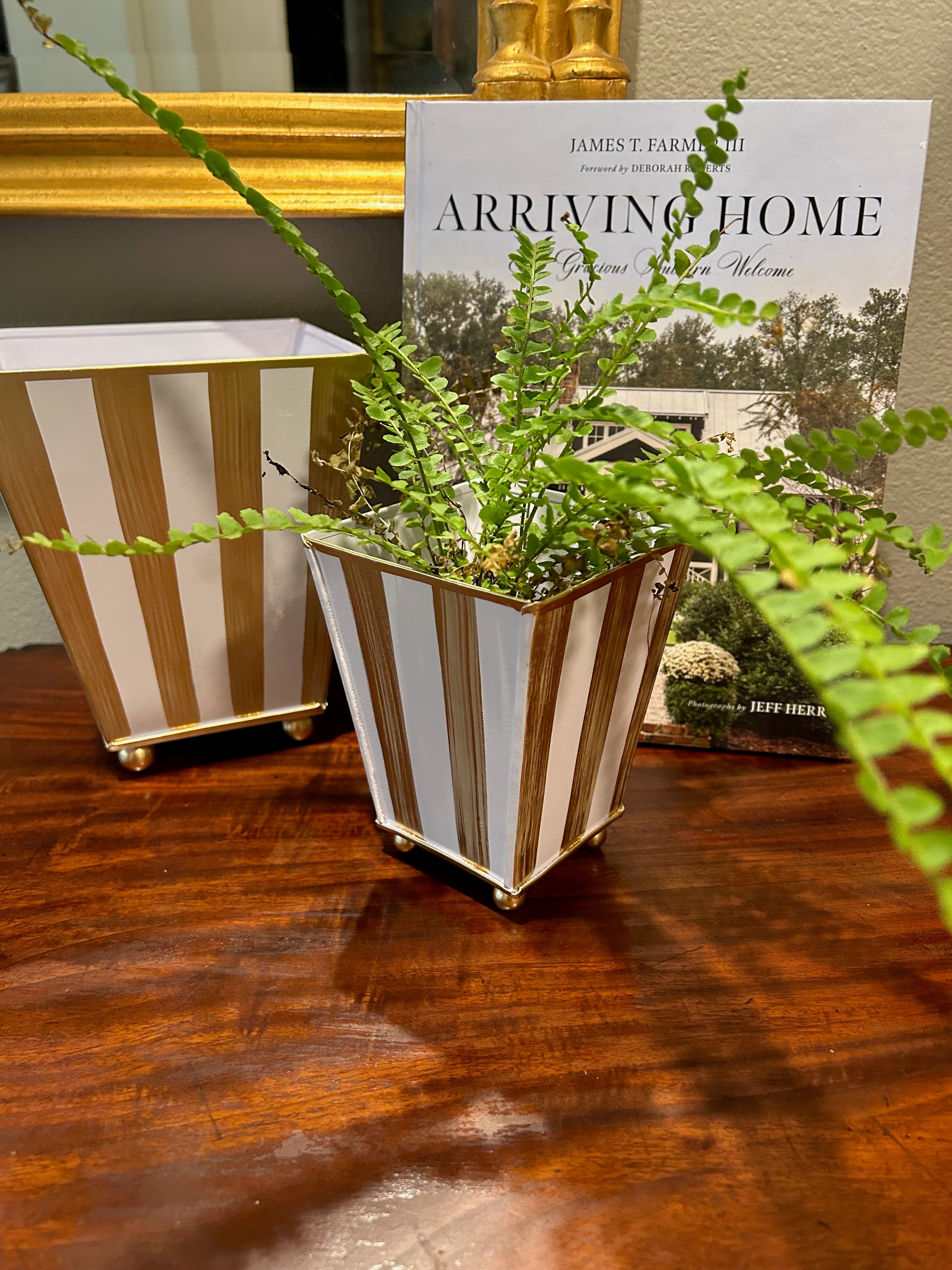 Brushed Gold Stripe Cachepot – The WW Collection